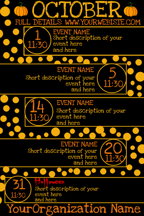 October Upcoming Events Template | PosterMyWall