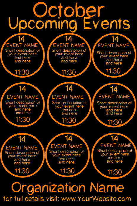 October Upcoming Events Template | PosterMyWall