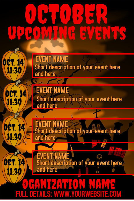 October Upcoming Events Template | PosterMyWall