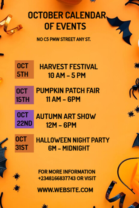 Copy of October Upcoming Events Pinterest Graphic | PosterMyWall