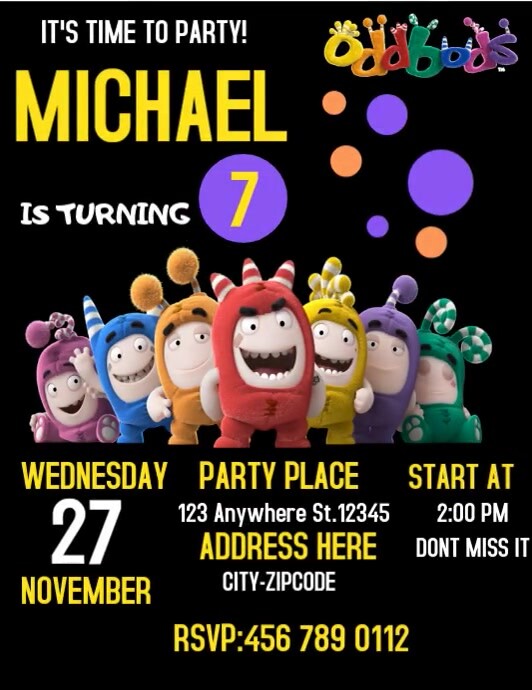 OddBods | Birthday Invitation Template | PosterMyWall