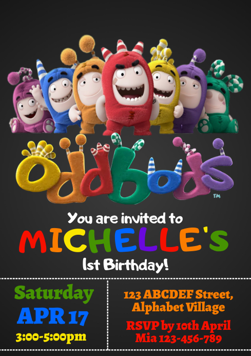 Oddbods Birthday Invitation Template | PosterMyWall