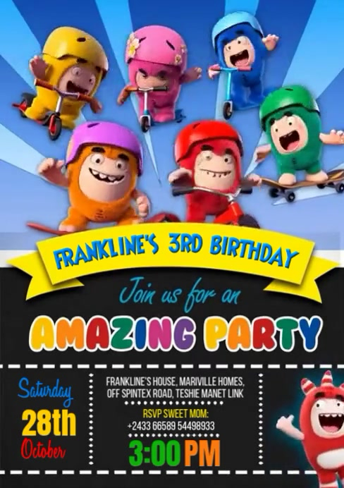 Oddbods Birthday Invitation Template | PosterMyWall