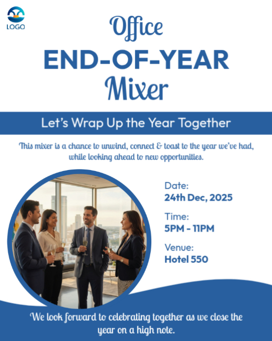 Plantilla de Office End of Year Mixer Flyer Corporate Holiday Party ...