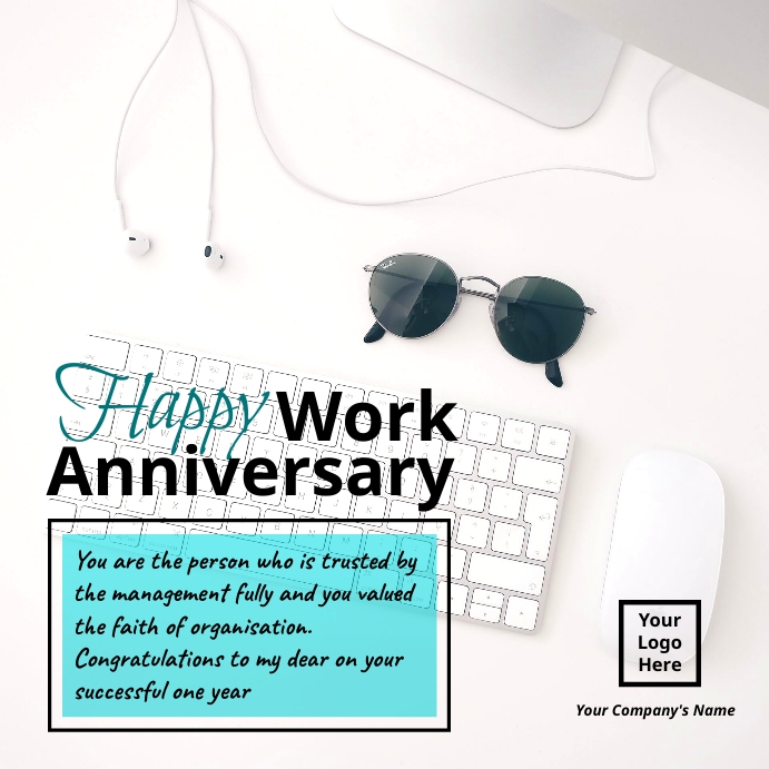 Office Work Anniversary Wishes for Employee Template | PosterMyWall