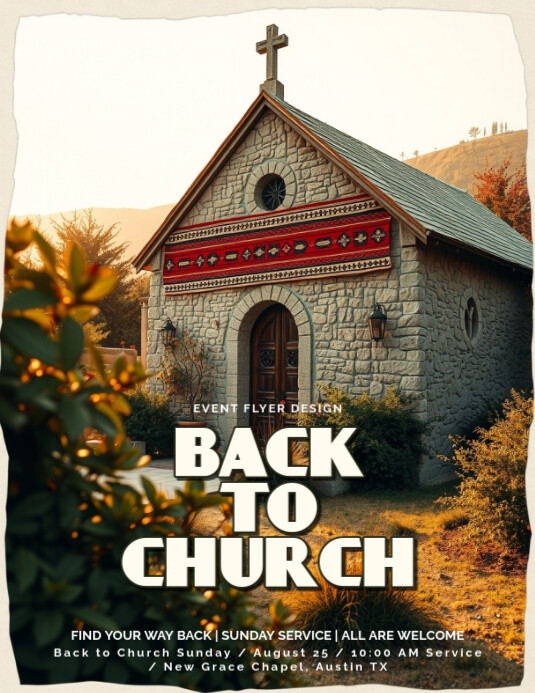Official Back to Church Sunday Event Flyer Template | PosterMyWall