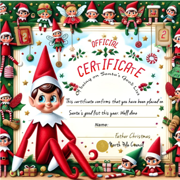 Official Santa Good List Certificate | Kids Christmas Award Printable ...