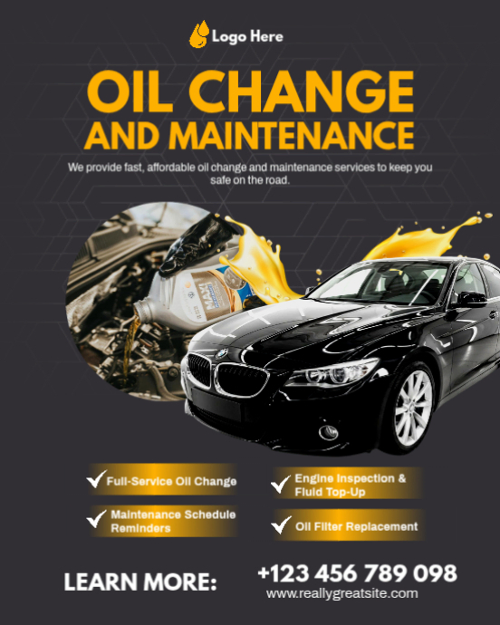 Oil Change and Maintenance — Professional Auto Service Flyer | Editable ...