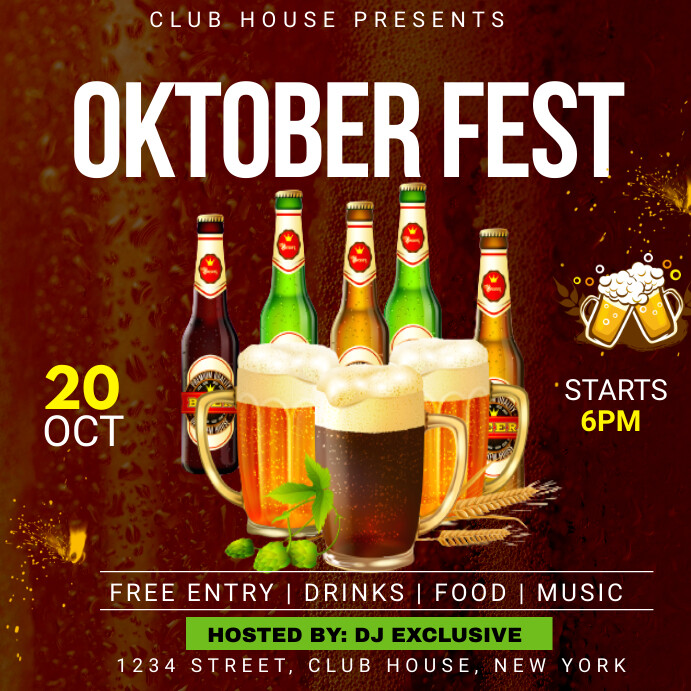 oktoberfest, bar flyers, oktoberfest party Template | PosterMyWall