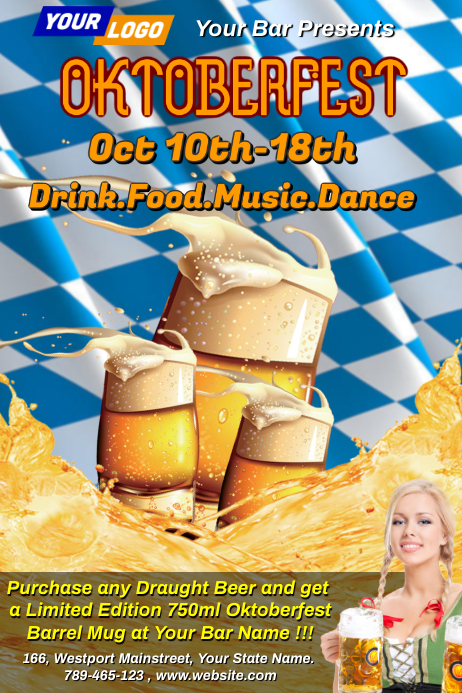 Oktoberfest Bar Promotion Template | PosterMyWall