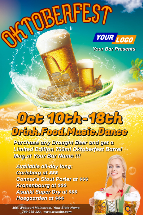 Oktoberfest Bar Promotion Template | PosterMyWall