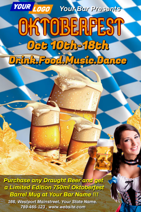 Oktoberfest Bar Promotion Template | PosterMyWall