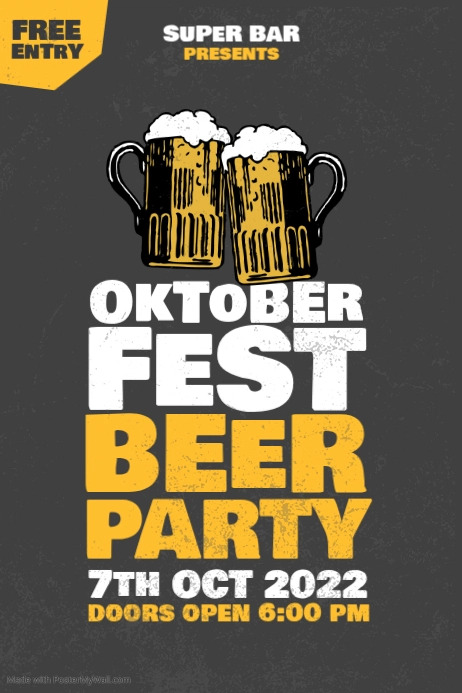 oktoberfest beer party bar poster ad (1) Template | PosterMyWall