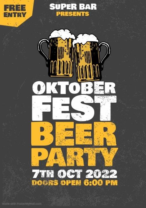 oktoberfest beer party bar poster ad Template | PosterMyWall