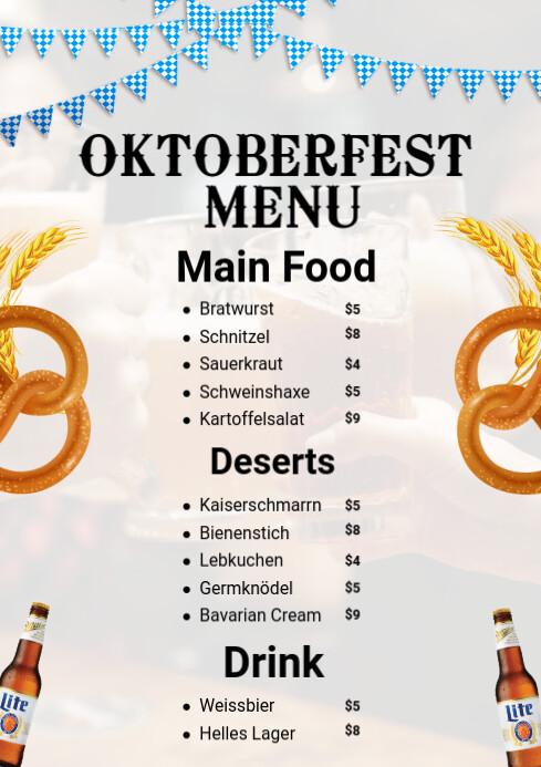 oktoberfest menu Template | PosterMyWall