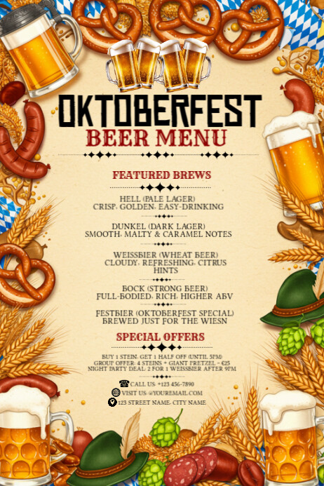 OKTOBERFEST SPECIAL BEER MENU Template | PosterMyWall