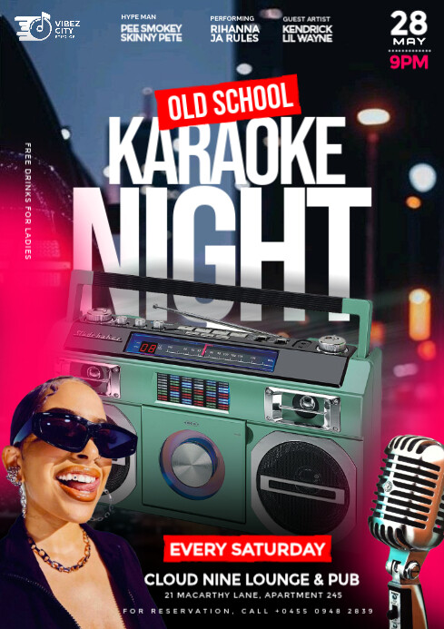 Old School Karaoke Night Party Flyer A4 Template | PosterMyWall