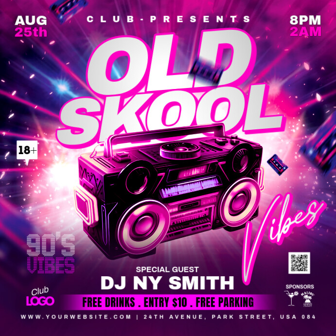 Copy of Old School Night Party Flyer | PosterMyWall