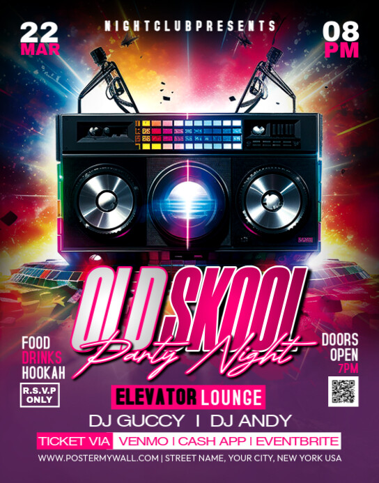 Copy of Old School Night Party Flyer | PosterMyWall