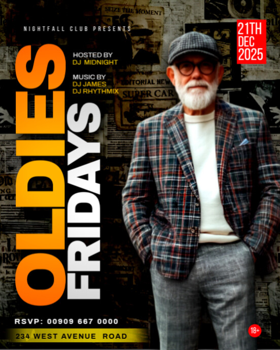 Oldies fridays night vintage throwback music retro nostalgia party bar ...