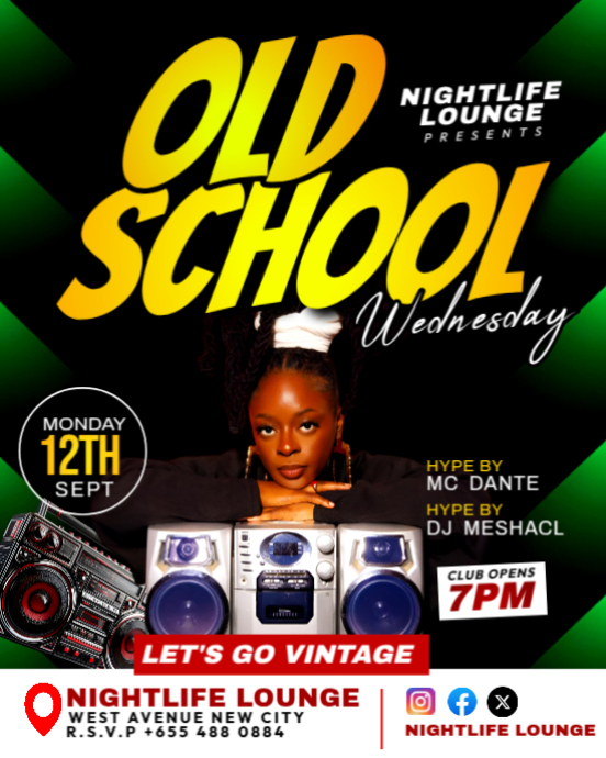 Plantilla de Oldschool vintage music dj event old skool concert ...