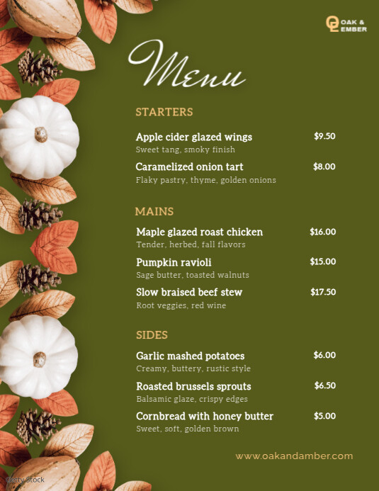 Olive Fall Autumn Menu Flyer Food Template | PosterMyWall