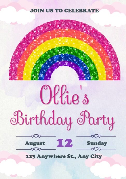 Ollie's Rainbow Theme Birthday Invitation Template | PosterMyWall