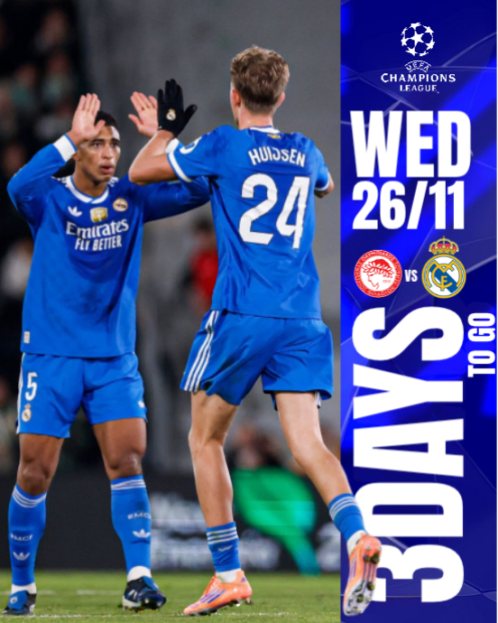 OLYMPIACOS FC VS REAL MADRID Template | PosterMyWall