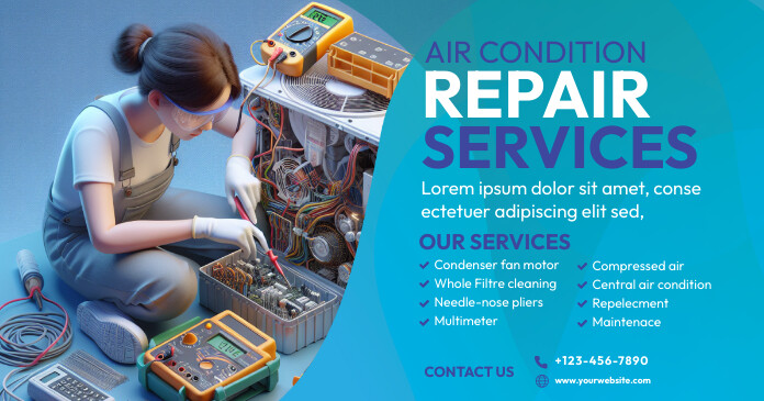 omplete AC Repair Solutions Ad Template | PosterMyWall