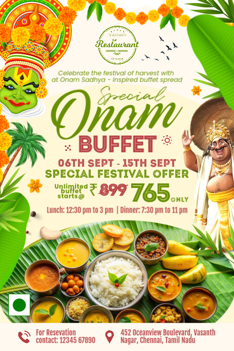 Onam Sadhya Buffet Poster Template | PosterMyWall