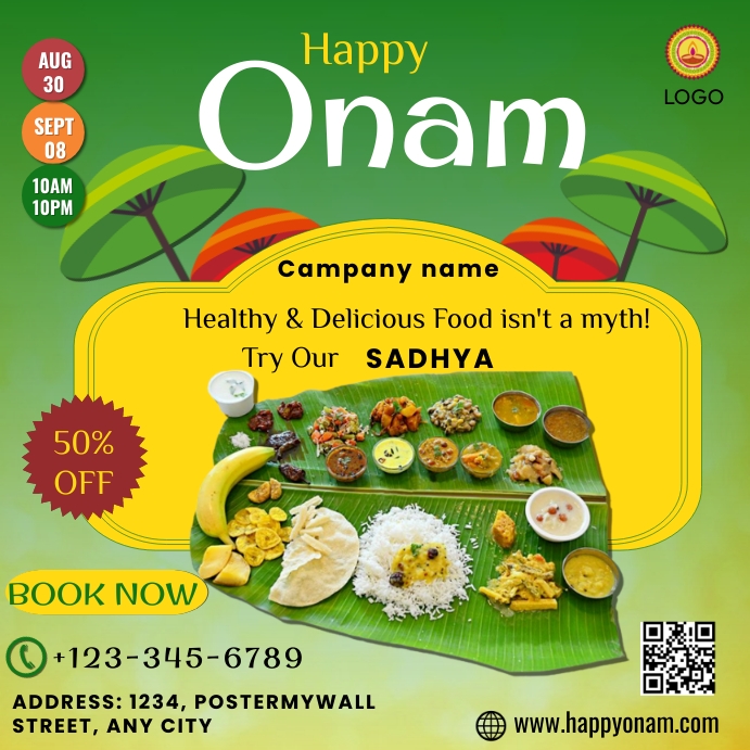 Copy of Onam Sadya Flyer Design | PosterMyWall