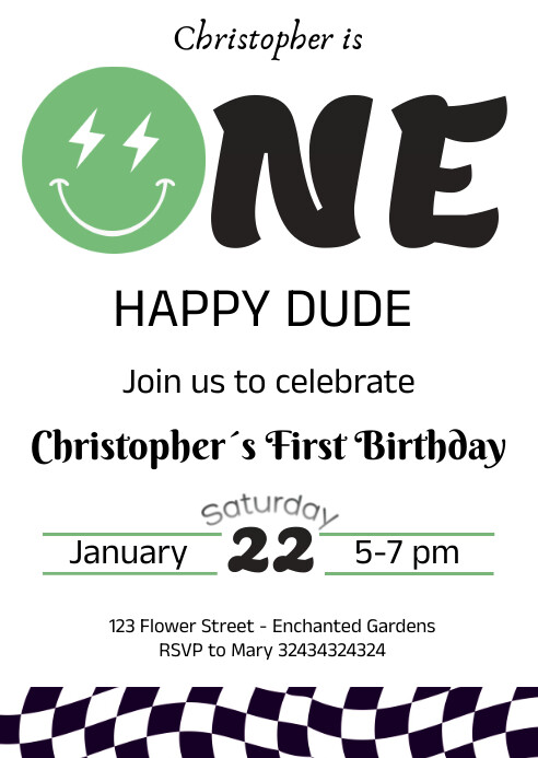 One Happy Dude Birthday Invitation Template | PosterMyWall