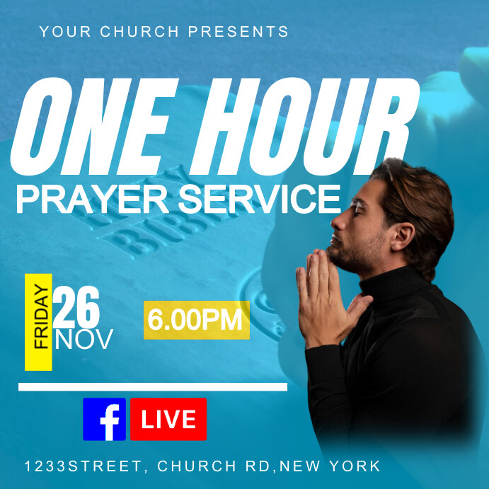One hour prayer service Template | PosterMyWall