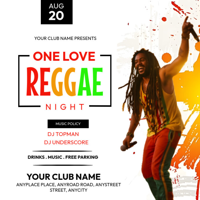 Copy of One love Reggae night club poster | PosterMyWall