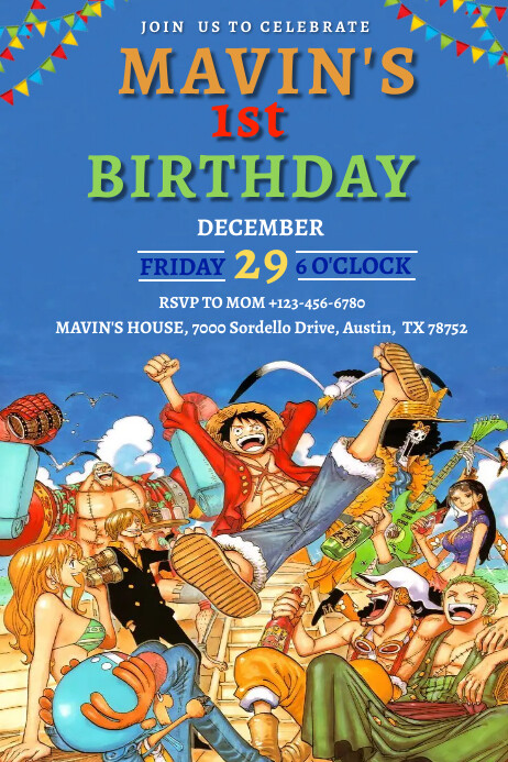 One Piece Birthday Celebration Template | PosterMyWall