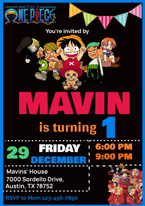 One Piece Birthday Celebration Template | PosterMyWall