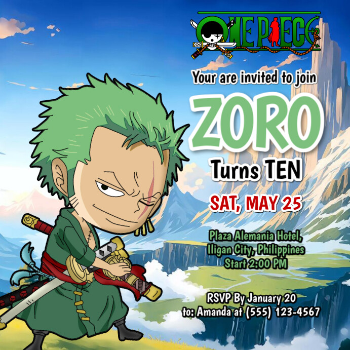 One Piece Birthday Instagram Post Template | PosterMyWall