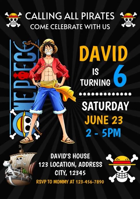 Plantilla de One Piece Birthday Invitation Template | PosterMyWall
