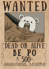 Plantilla de One Piece Bounty Wanted Bartholomew Kuma | PosterMyWall