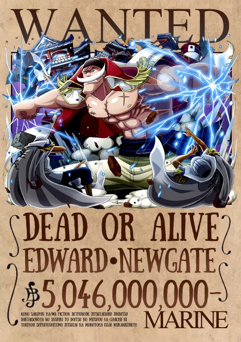 One Piece Bounty Wanted Edward-Newgate Template | PosterMyWall