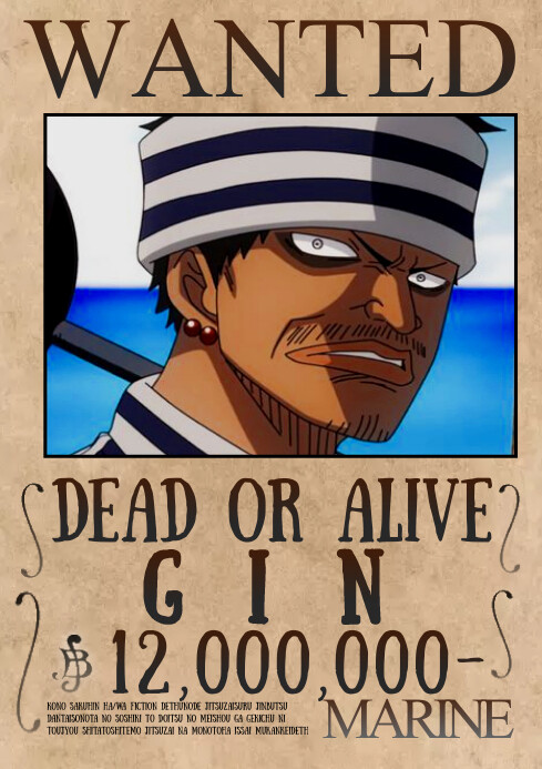 Copy of One Piece Bounty Wanted Gin | PosterMyWall