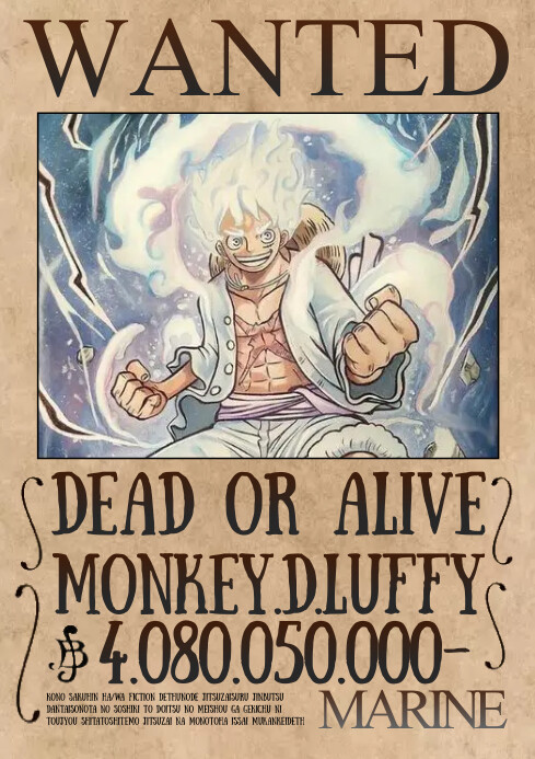 One Piece Bounty Wanted Monkey D Luffy Template | PosterMyWall