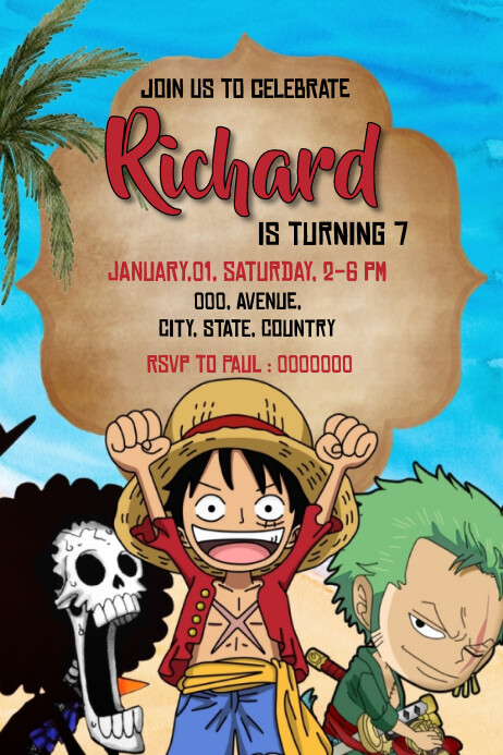 One Piece invitation template birthday | PosterMyWall