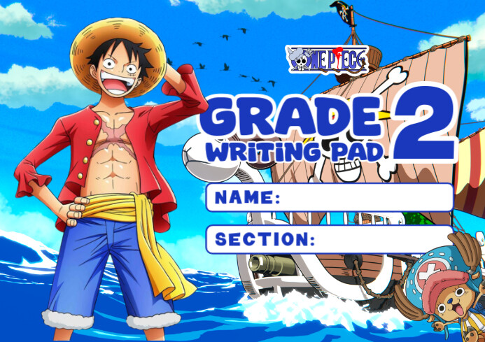 One Piece Themed Grade 2 Writing Pad Cover Template | PosterMyWall