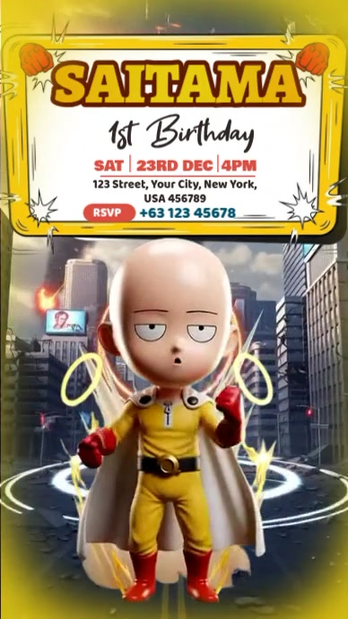 One Punch Birthday Reel Invitation Template | PosterMyWall