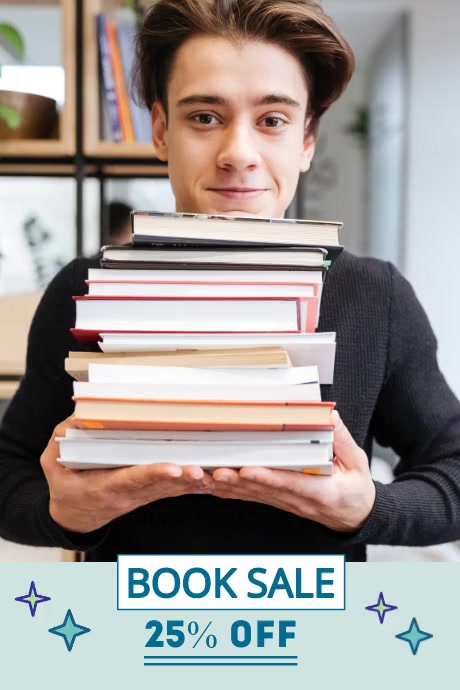 online book sale on discount video ad Template | PosterMyWall