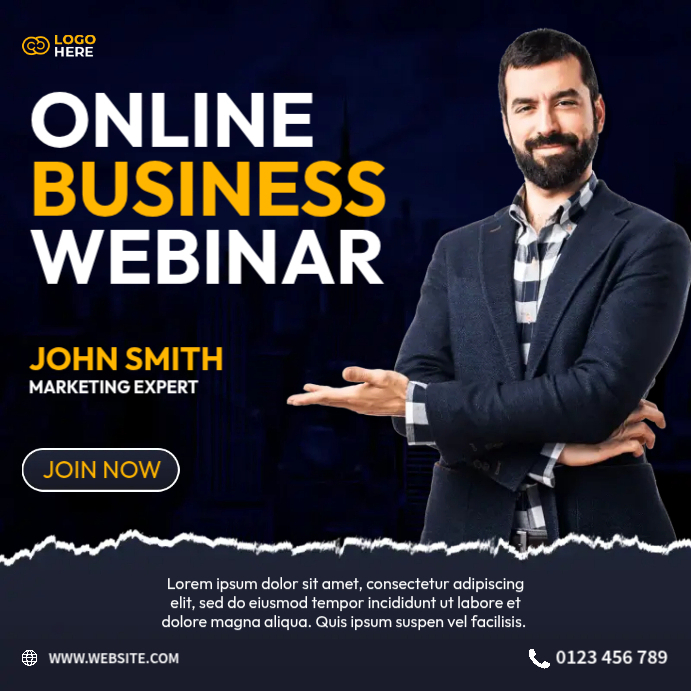 Online Business Webinar Ads Template | PosterMyWall