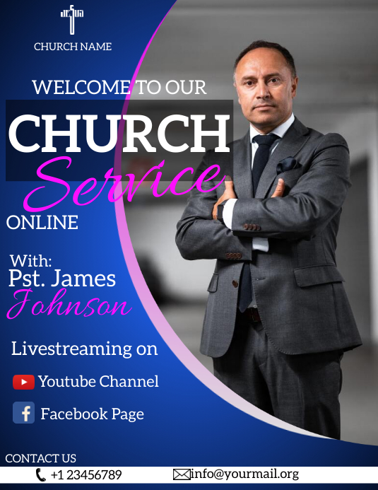 online church service flyer Template | PosterMyWall