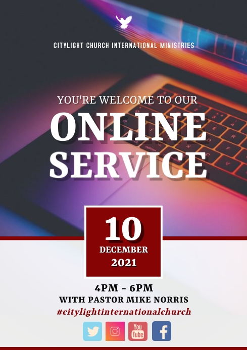online church service flyer Template | PosterMyWall