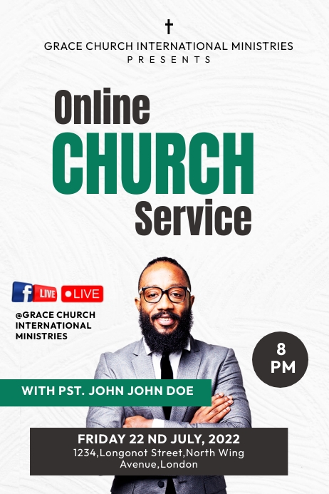 Copy of ONLINE CHURCH SERVICE FLYER | PosterMyWall